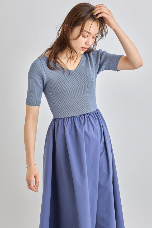 前後2WAYシャリニットドッキングワンピース