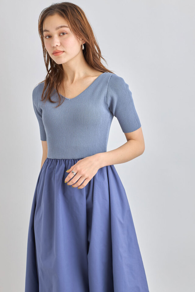 前後2WAYシャリニットドッキングワンピース