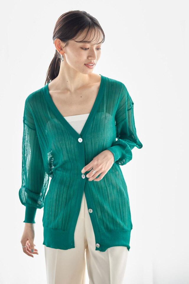 シアーロングVネックカーディガン