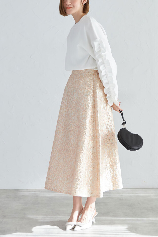 ラメジャガードフレアスカート