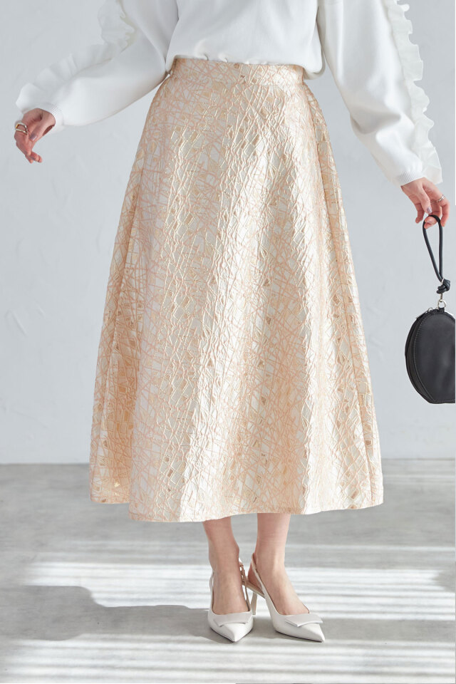 ラメジャガードフレアスカート