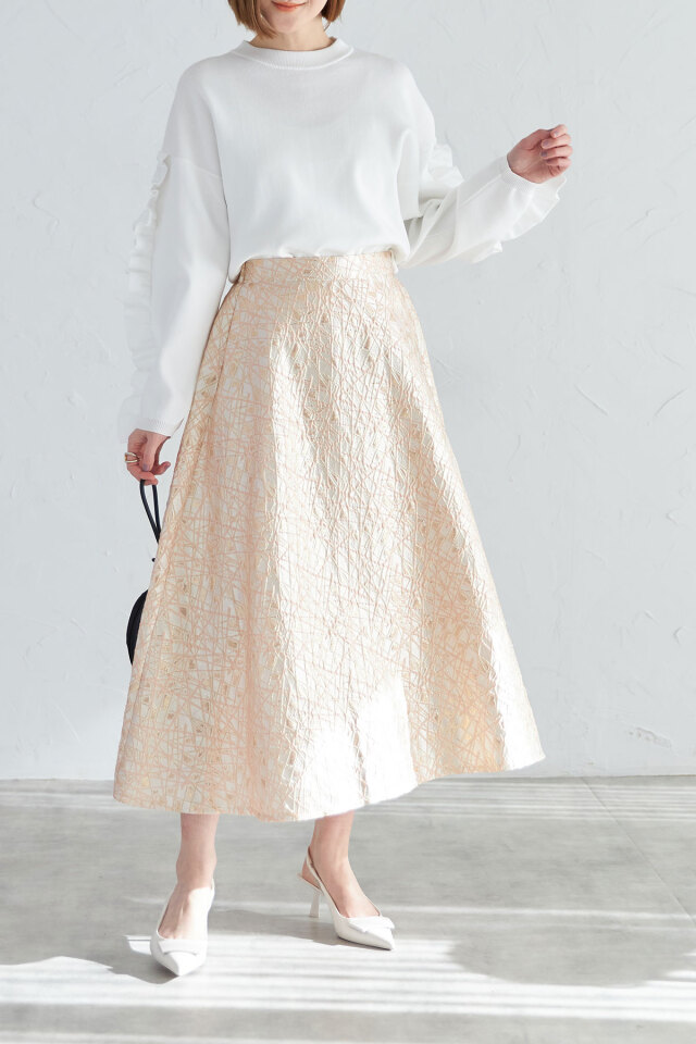 ラメジャガードフレアスカート