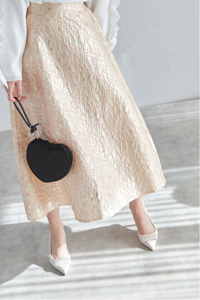 ラメジャガードフレアスカート