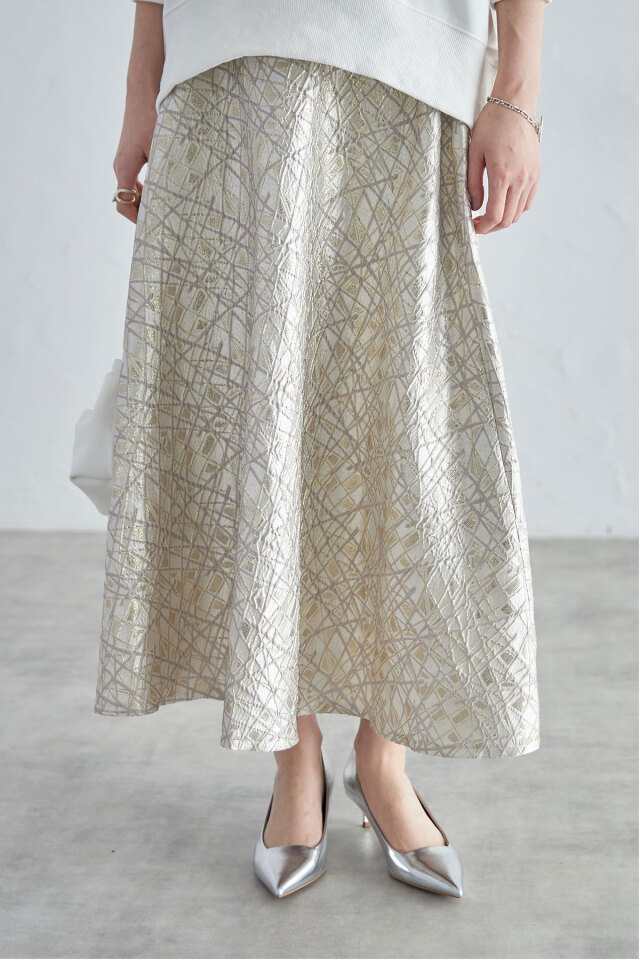 ラメジャガードフレアスカート