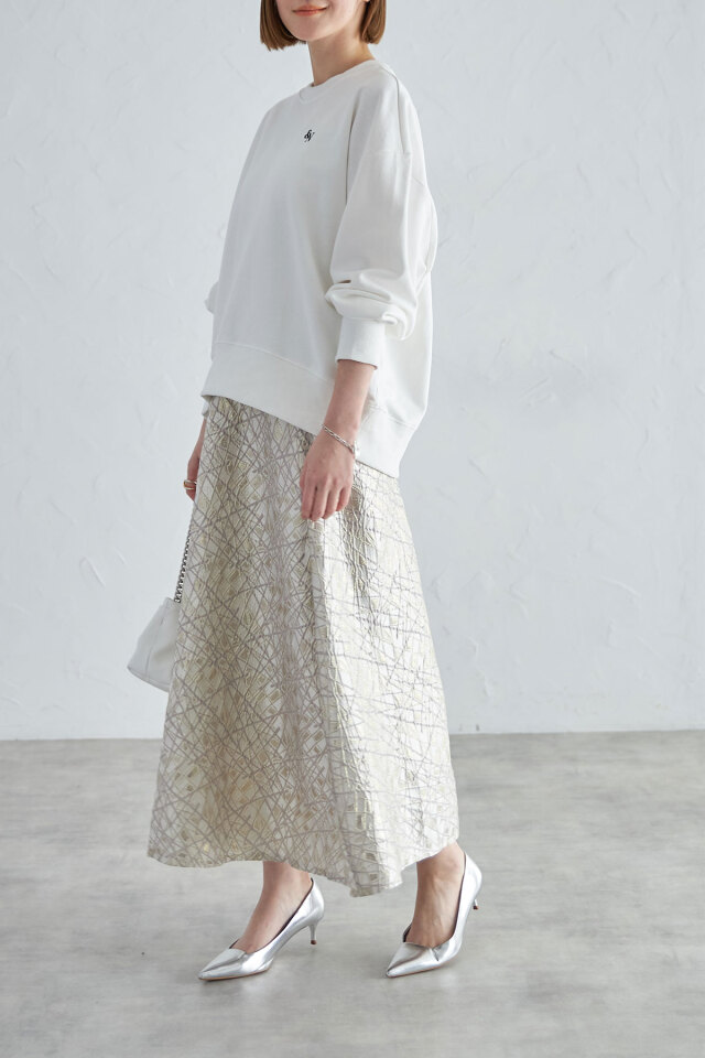 ラメジャガードフレアスカート