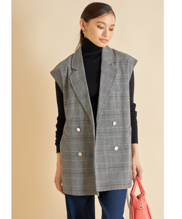 チェックダブルベスト※WEB Store限定販売