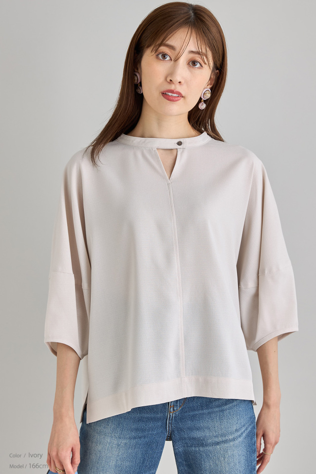 前後2WAYリネンギャザー切替ブラウス※一部店舗のみ入荷