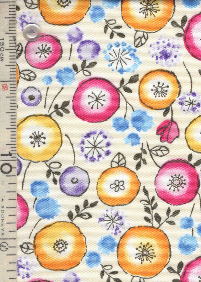 FUWARI・染布 シリーズ 1m単位切り売り 二重ガーゼ ダブルガーゼ ぽんぽんフラワー2 花