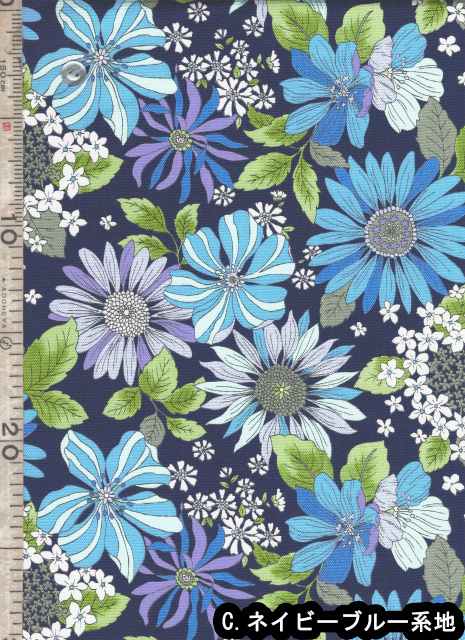 FUWARI・染布 シリーズ 1m単位切り売り オックス プリント ポップフラワー 4色あります 花 花柄 北欧 北欧柄 北欧調 北欧調柄