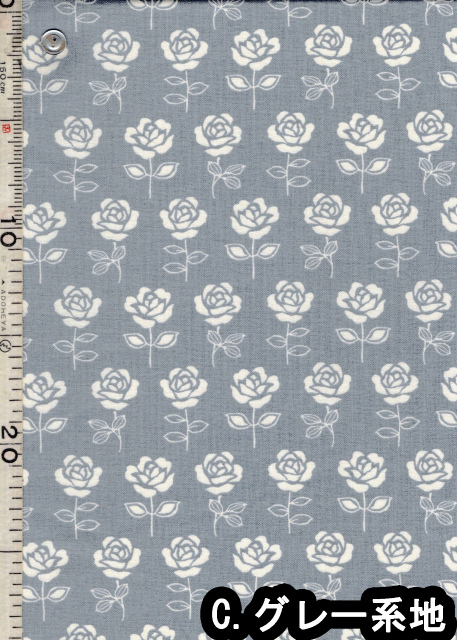 FUWARI 染布 シリーズ シーチング プリント ローズガーデン1 ホワイト系地 4色 1m単位 ポイント バラ ばら 薔薇 フラワー 花 アウトレット 【アウトレット送料無料】