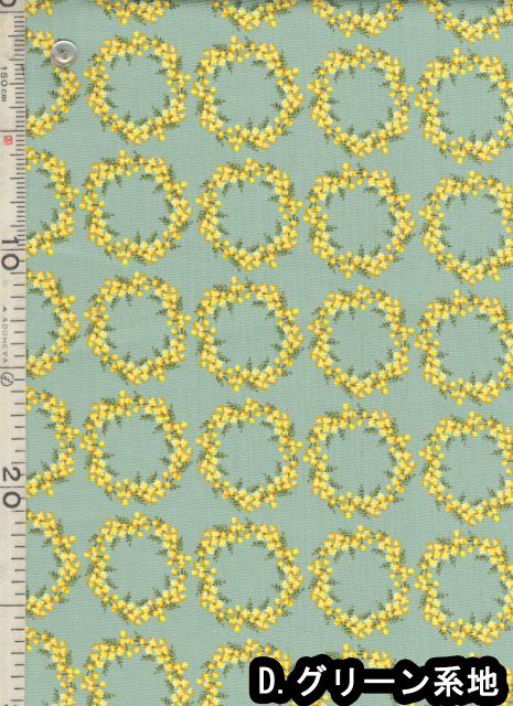 FUWARI・染布 シリーズ 1m単位切り売り オックス プリント ミモザ サークルヴァージョン 4色あります 花 花柄 ミモザ柄