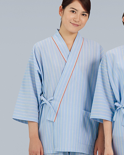 285-98 患者衣(甚平型)男女兼用ストライプ柄 KAZEN・カゼン（上下別売り） ナースウェアドットコム
