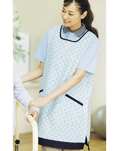KZN911 ケア ドットカバーエプロン KAZEN・カゼン ナースウェアドットコム