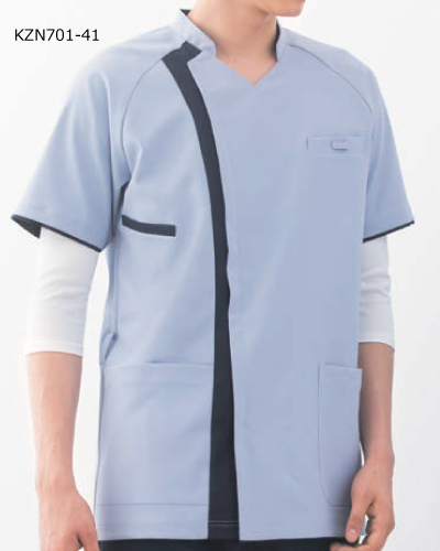 KZN701 メンズ スクラブジャケット半袖 KAZEN (カゼン) ナースウェアドットコム