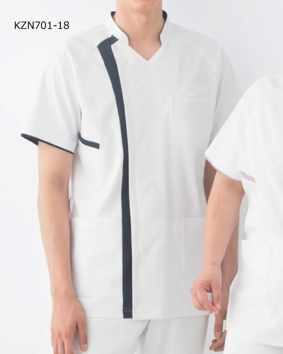 KZN701 メンズ スクラブジャケット半袖 KAZEN (カゼン) ナースウェアドットコム