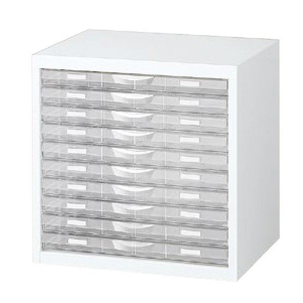 A3判整理ケース/A3判1列浅型10段/ワゴン対応型/A3W-P110S/幅490×奥行400×高さ495mm/ホワイト/A3Wシリーズ/79611