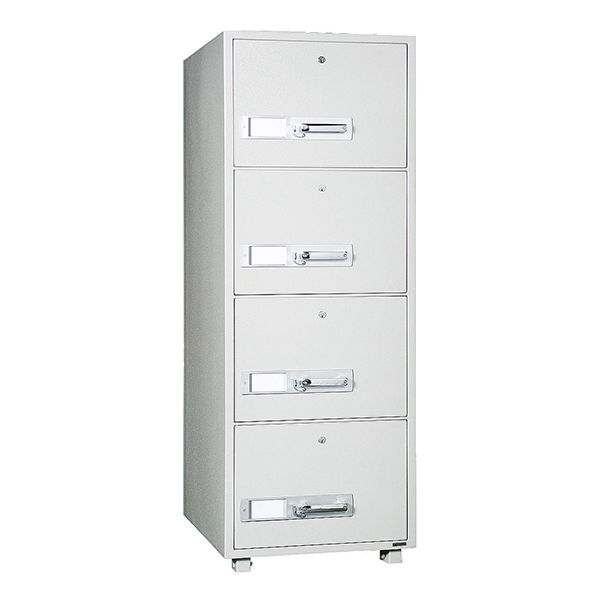 耐火ファイリングキャビネット 4段 B4ファイル対応 オールロック Ffc B4 4 幅530×奥行680×高さ1569mm グレー Ffcシリーズ 1001813