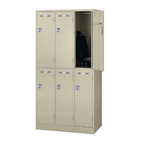 6人用ロッカー/ダイヤル錠タイプ/SLD-6-D/幅900×奥行515×高さ1790mm/ニューグレー/SLDシリーズ/70723