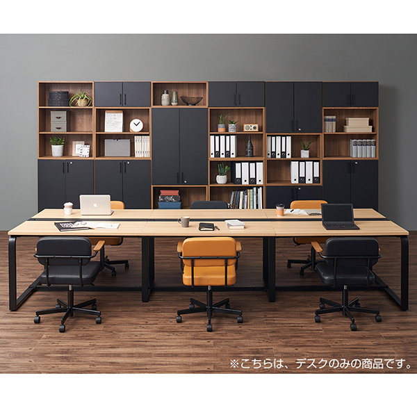 フリーアドレスデスク/配線ボックス付き/HBDK-FL3612/幅3600×奥行1200×高さ720mm/ナチュラル×ブラック/メティオ ...
