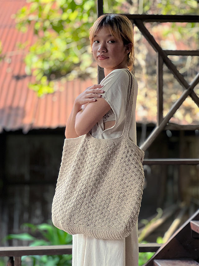 asana HEMP100% 手編み たっぷり ショルダーバッグ・きなり【パヤカ オンラインショップ】