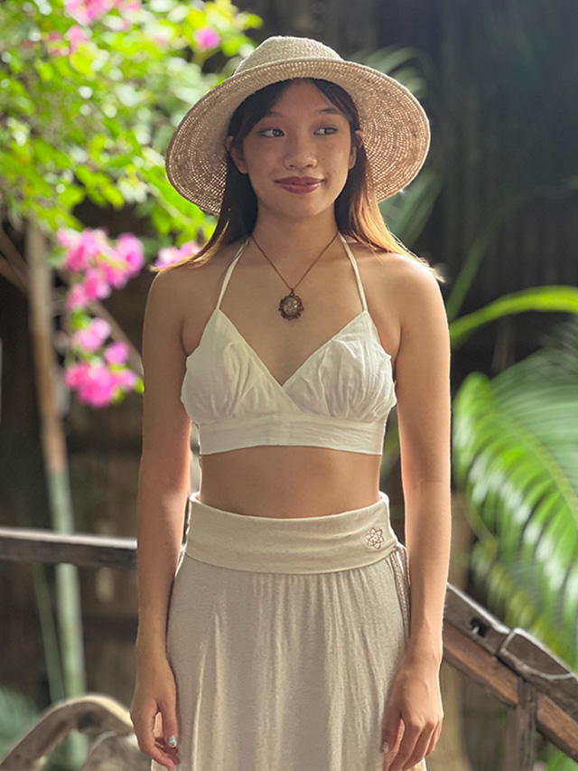 asana HEMP100% ガーゼ バック リボン ブラ・きなり【パヤカ オンラインショップ】