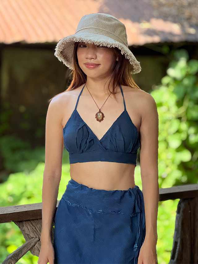 asana HEMP100% ガーゼ バック リボン ブラ・草木染め【パヤカ オンラインショップ】