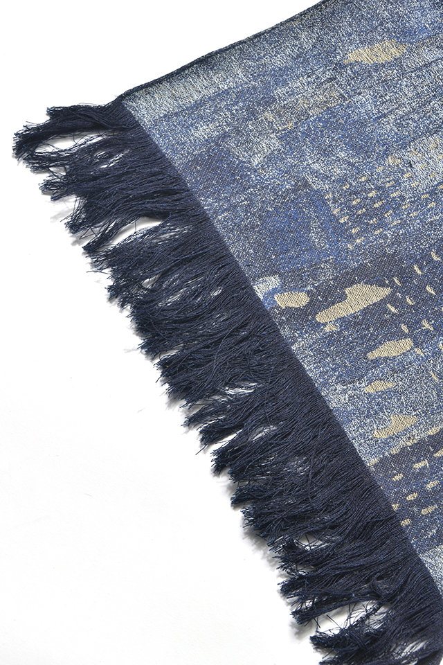 [9015] Jacquard BORO Scarf pure blue japan