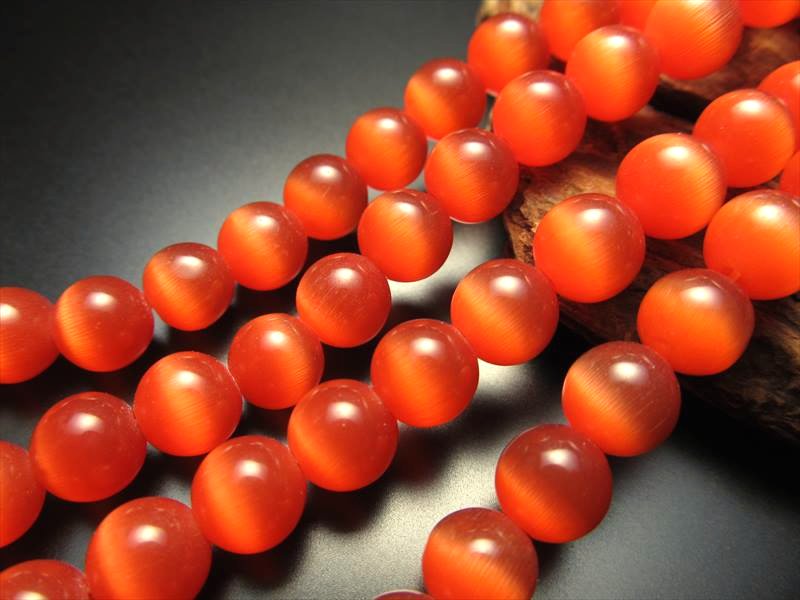 ★一連★レッドカラー★お手軽キャッツアイ★キャッツアイ【人工石】★