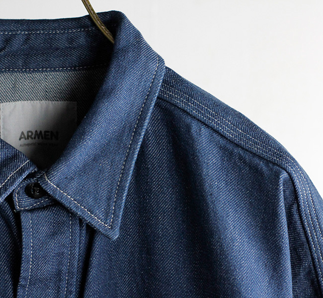 ARMEN アーメン GNAM2252 デニムロングシャツ WASHED DENIM REGULAR COLLAR LONG SHIRT