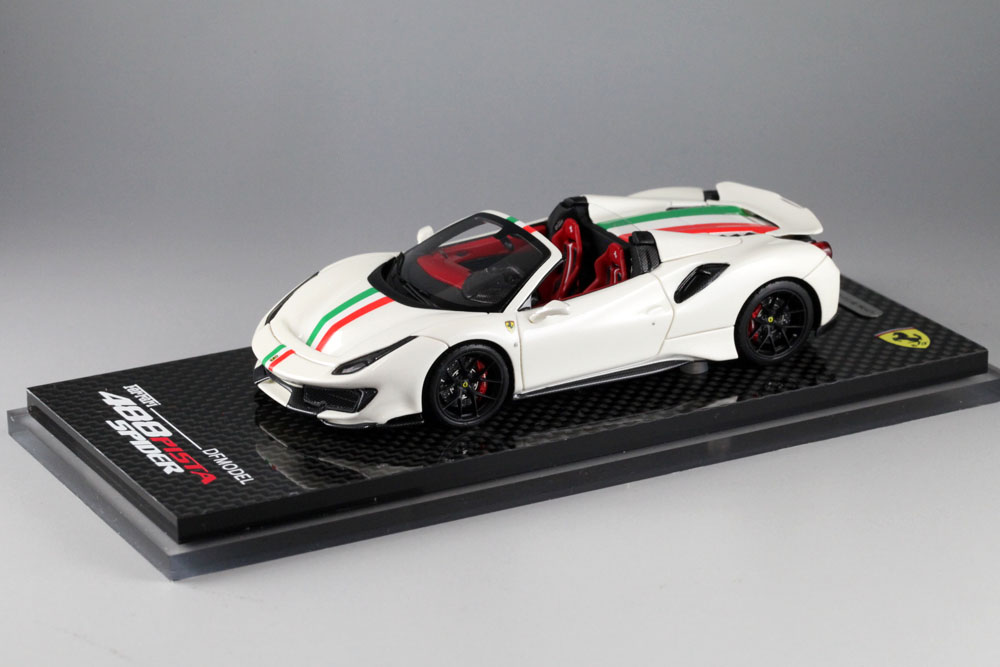 DF MODEL 1/43 Ferrari 488 Pista Spider Pearl White / Italian Stripe ...