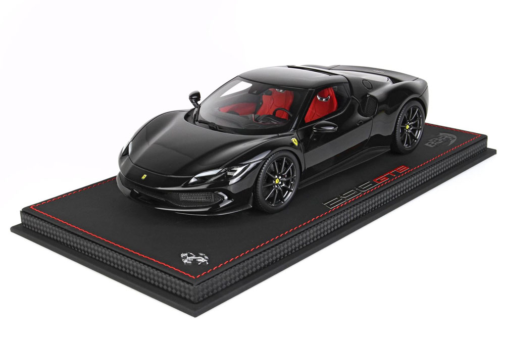 ** 予約商品 ** BBR P18210E1V 1/18 Ferrari 296GTB Black / Carbon wheels ...