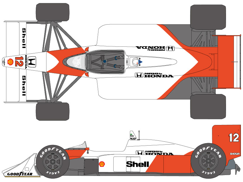 SHUNKO D490 1/12 McLaren MP4/4 1988 Japanese GP decal set (for MENG ...
