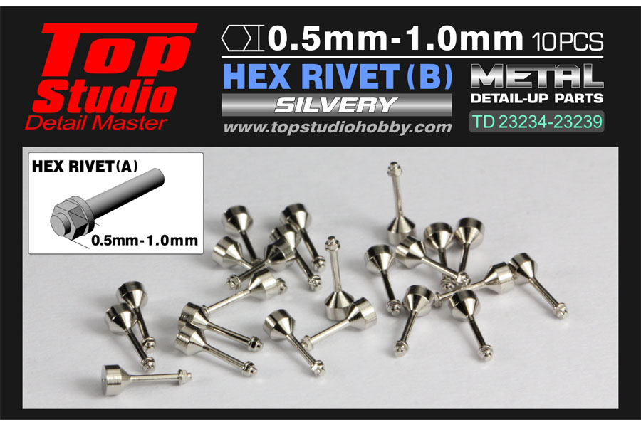 TOP STUDIO TD23235 0.6mm Hex Rivets (B) Silvery 【メール便可】 ミニカー専門店 ラクーンオート