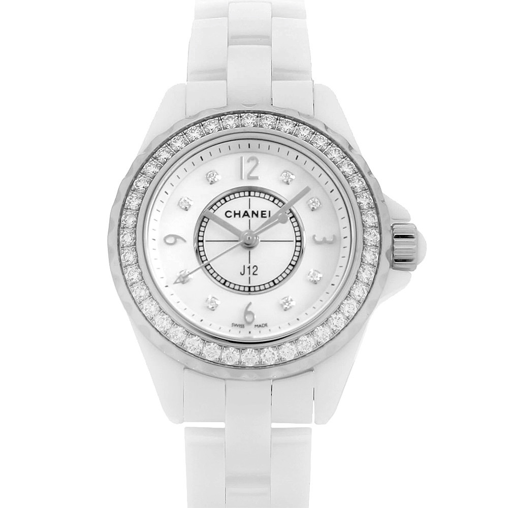 H2572 ホワイトシェル CHANEL（シャネル）J12 白セラミック ベゼルダイヤ 8Pダイヤ 中古 | 東京・大阪の高級ブランド時計の ...
