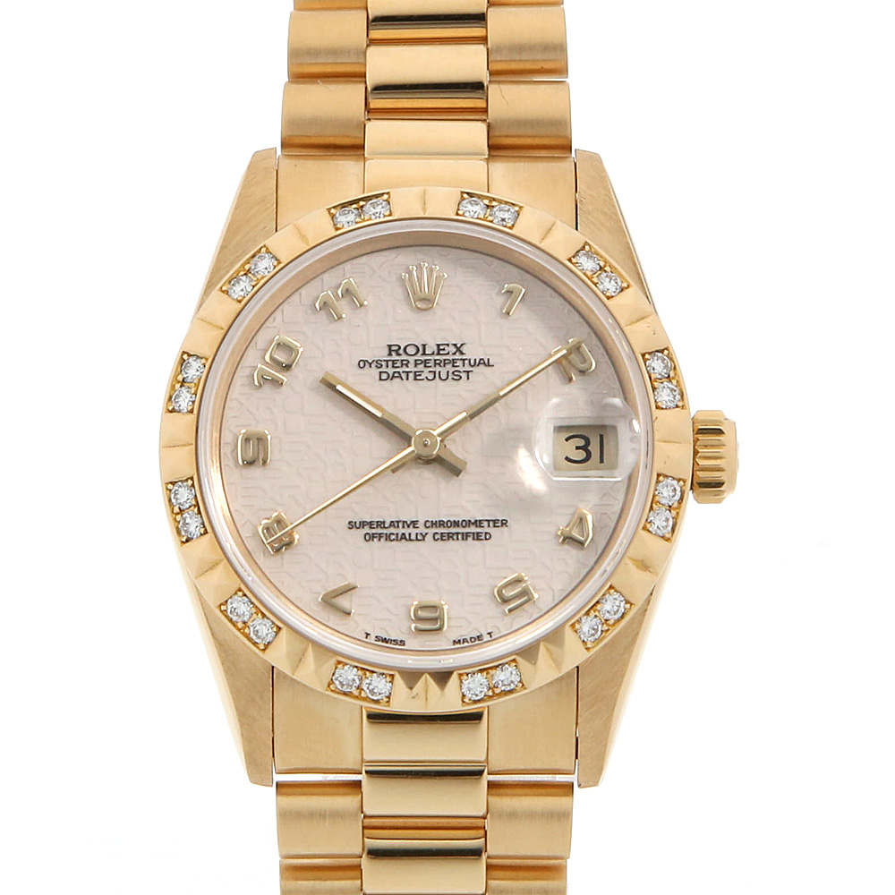 68258 アイボリー ROLEX（ロレックス）デイトジャスト ピラミッドダイヤベゼル 中古 | 東京・大阪の高級ブランド時計の販売・通販なら ...