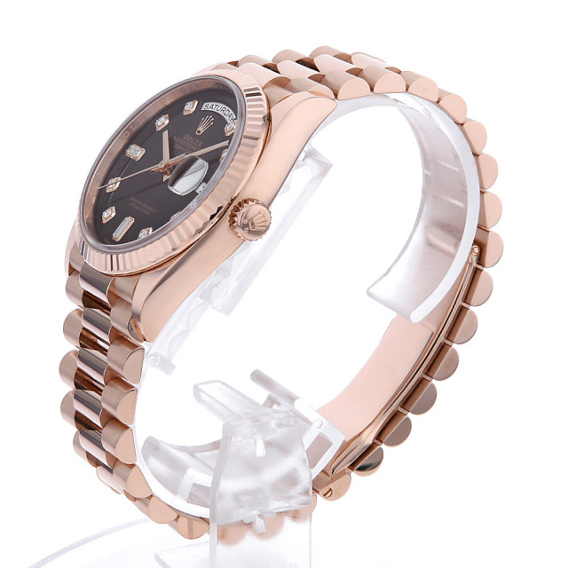 128235A ブラウン ROLEX（ロレックス）デイデイト36 8Pダイヤ 2Pバゲットダイヤ 中古 | 高級ブランド時計の販売・通販なら ...
