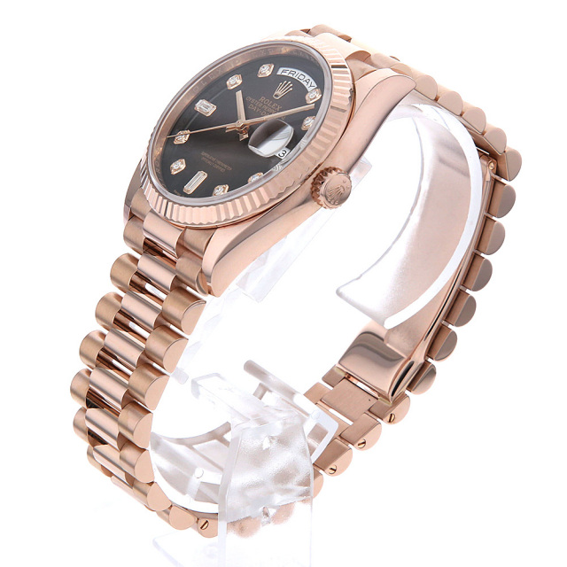 128235A ブラウン ROLEX（ロレックス）デイデイト36 8Pダイヤ 2Pバゲットダイヤ 中古 | 高級ブランド時計の販売・通販なら ...