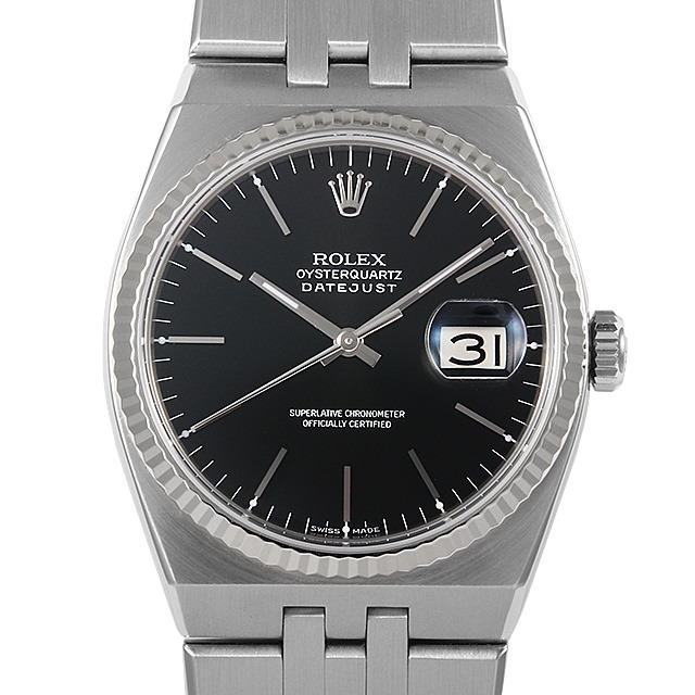 17014 ROLEX（ロレックス） オイスタークォーツ デイトジャスト ブラック/バー 中古 | 東京・大阪の高級ブランド時計の販売・通販 ...