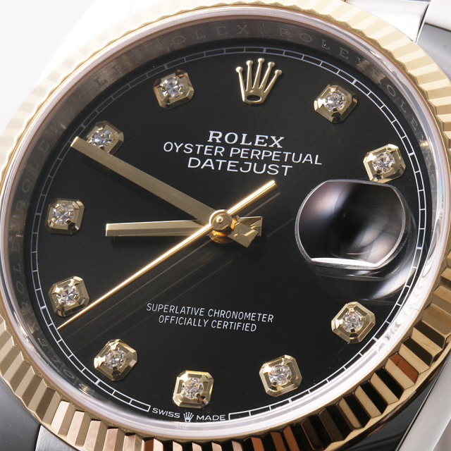 126233G ブラック/5列/ジュビリーブレス ROLEX（ロレックス） デイトジャスト36 10Pダイヤ 中古 | 高級ブランド時計の販売 ...