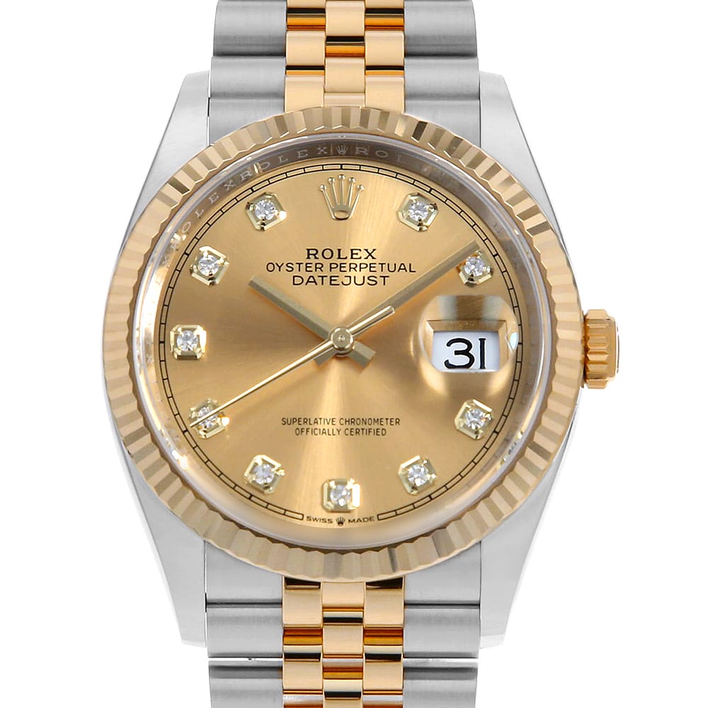 126233G シャンパン ROLEX（ロレックス）デイトジャスト36 10Pダイヤ 未使用 | 東京・大阪の高級ブランド時計の販売・通販なら ...