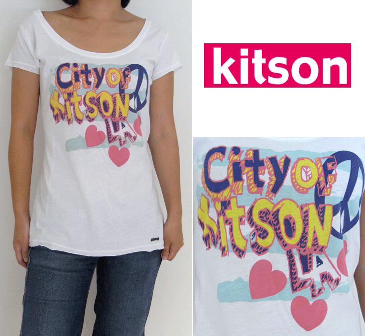 【KITSON】キットソン【SCOOP NECK S/S TEE "city of kitson LA peace"】Tシャツ シティー オブ ...