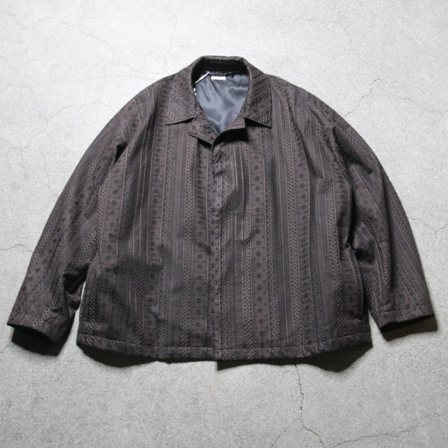 SEEALL (シーオール) [ OVERSIZED BLOUSON(SHORT VALMACAAN) ] レーンレース刺繍 オーバーサイズドブルゾン (BLACK/CHACOARL)