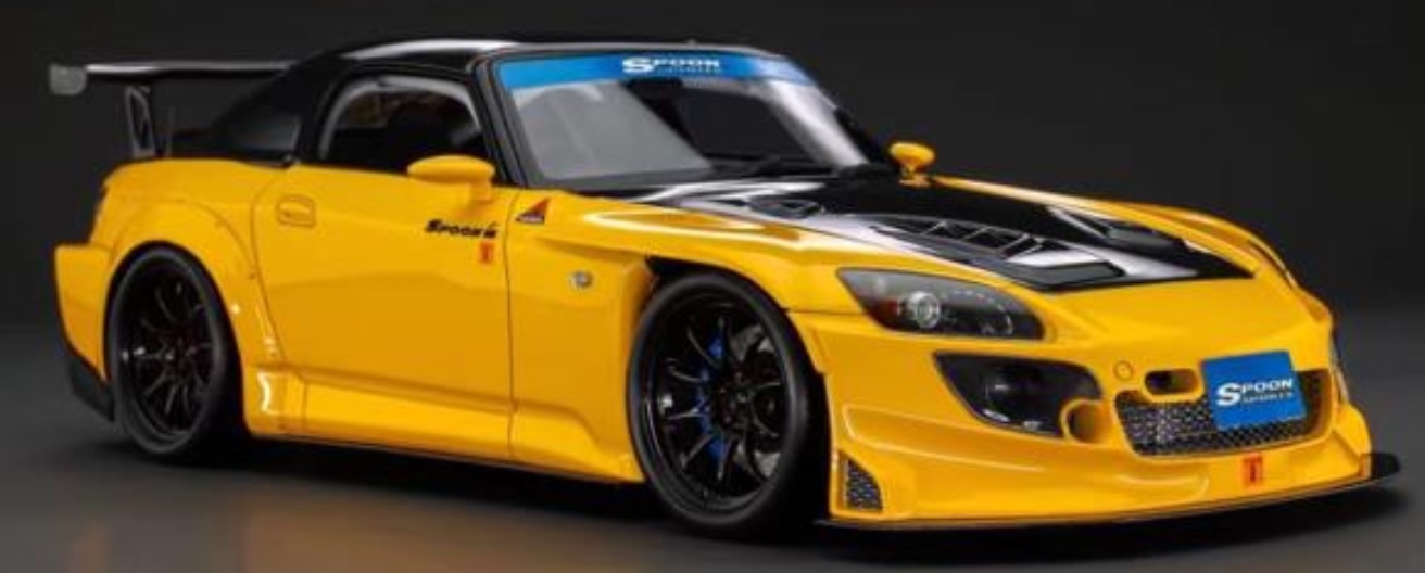 [予約] onemodel 1/18 ホンダ S2000 スプーン ストリートカーボンボンネット バージョン イエロー 23A03-04
