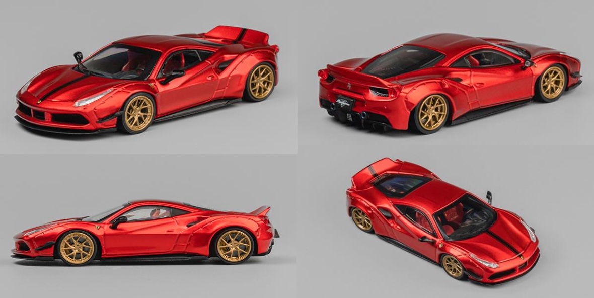 [予約] CMモデル 1/64 フェラーリ 458 LB-WORKS 488 Widebody レッドメタリック CM64-LB488-03