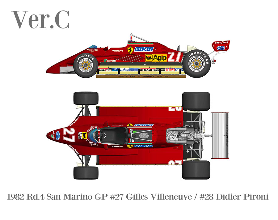 モデルファクトリーヒロ 1/43 フルディティールメタルキット フェラーリ 126 C2 Ver.C サンマリノ GP 1982 K767