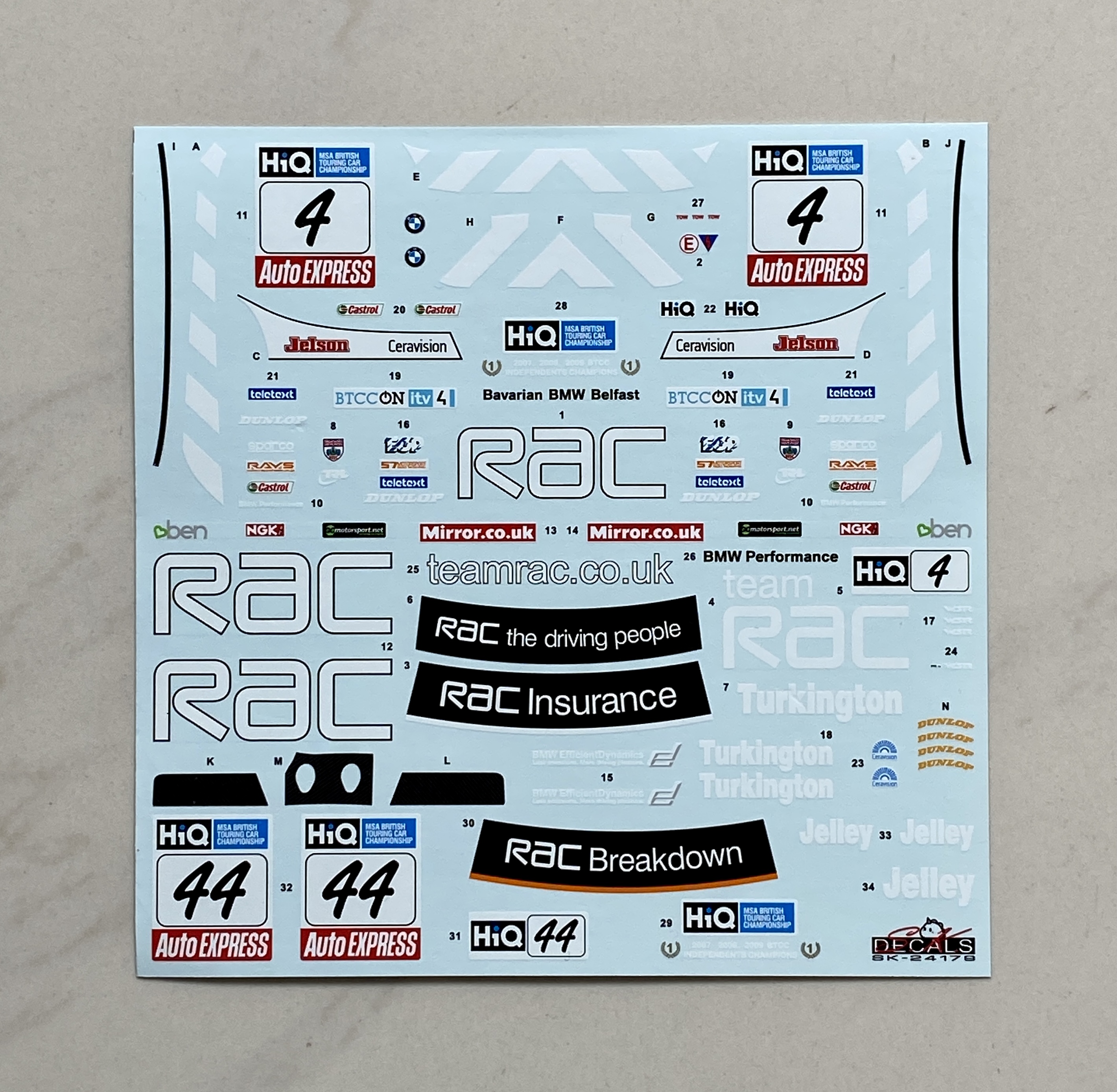 SK Decal 1/24 BMW 320si E90 BTCC ブランズハッチ 2009 NIo.4/44 フルデカール nunu対応 ...