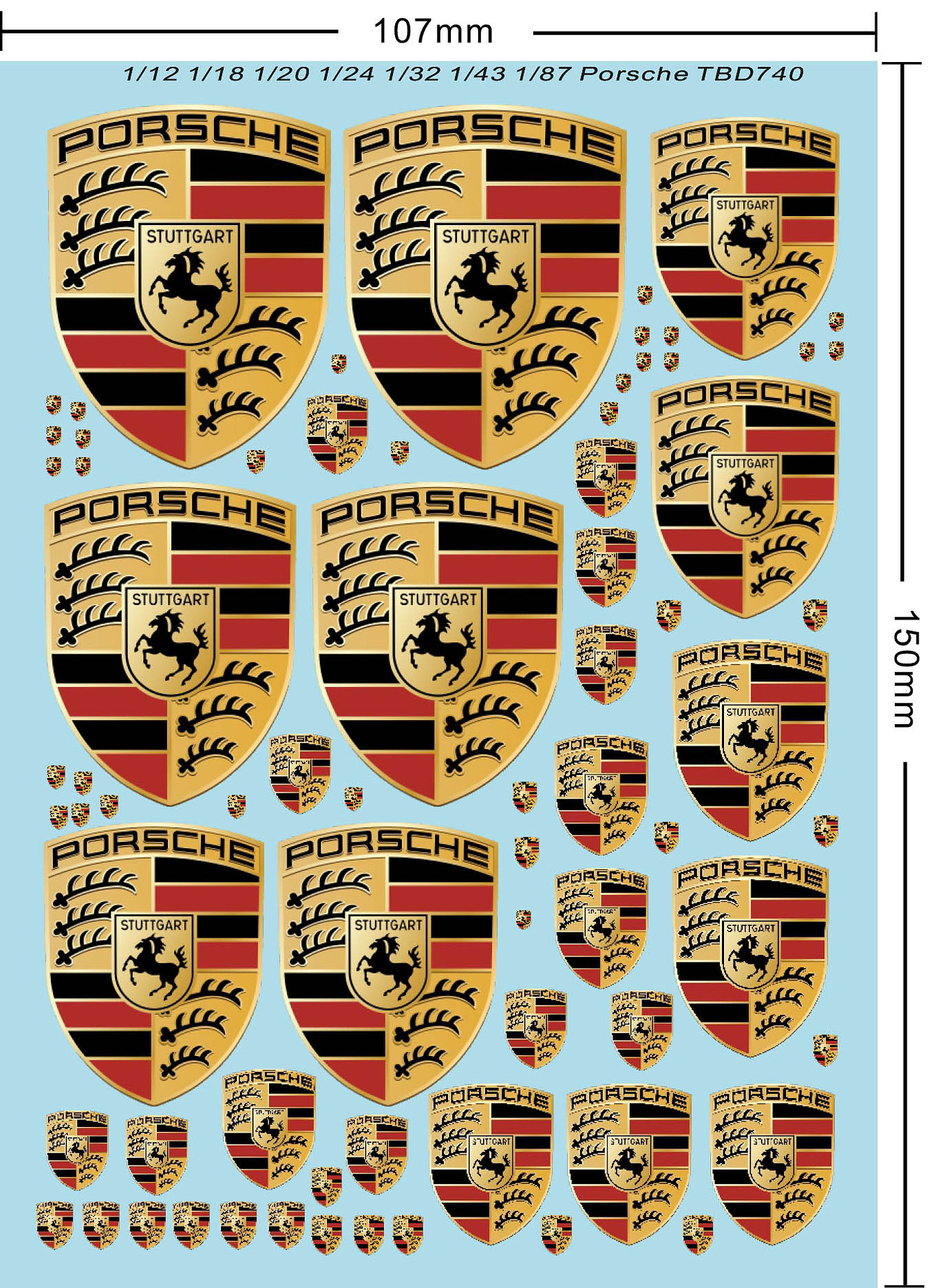 TBデカール 1/12 1/18 1/18 1/20 1/24 1/32 1/43 ポルシェ デカール TBD740