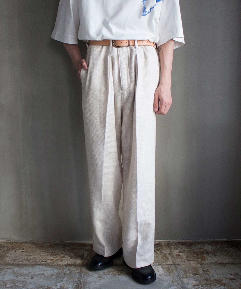 saby WIDE FLARE PANTS-Rayon Linen Mesh Fab- OFF WHITE/01 - Mens ...