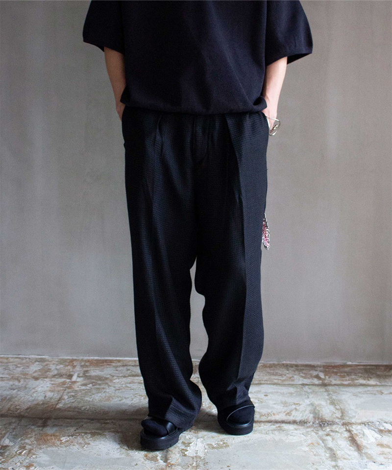 saby WIDE FLARE PANTS-Rayon Linen Mesh Fab- BLACK/05 - Mens | rroomm ...