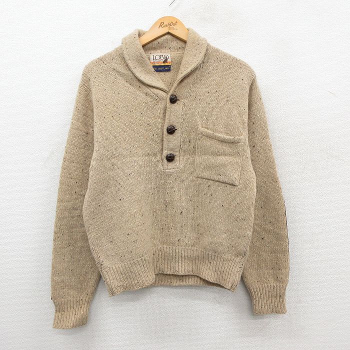 古着通販 M★古着 ペンドルトン 長袖 セーター メンズ 90年代 90s ヒジ当て ウール ショールカラー USA製 ベージュ他